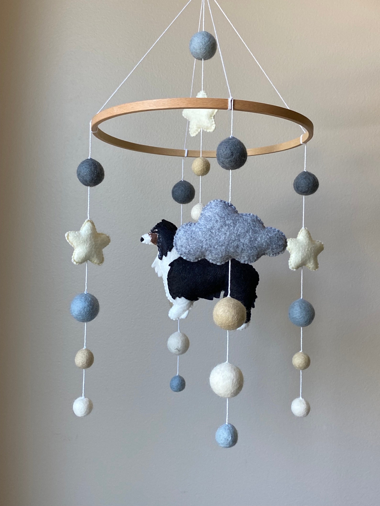 Dog Mobile for Nursery, Australian Shepherd Dog Baby Mobile, Gender ...