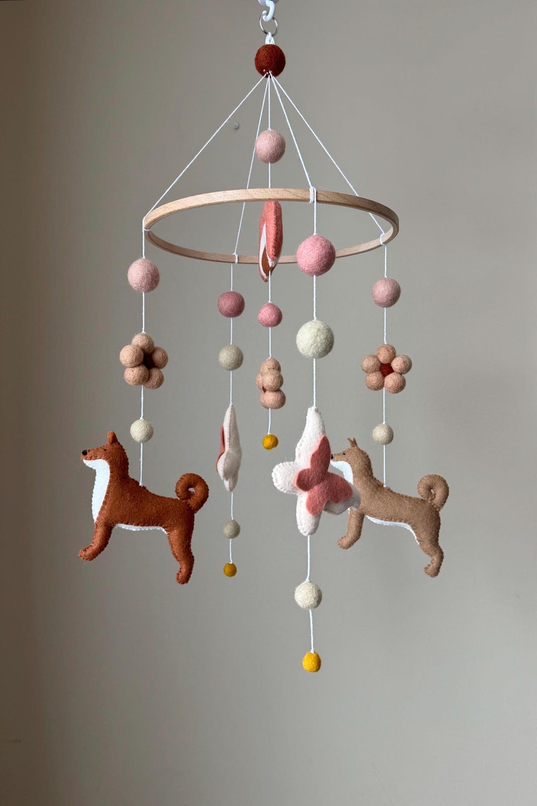 Dog Mobile for Nursery, Shiba Inu Dog Baby Mobile Neutral, Crib Mobile ...
