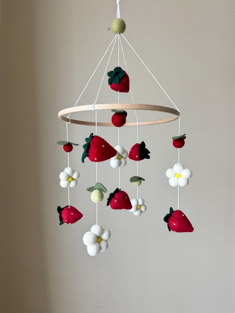 Strawberry Mobile, Fruit Felt Mobile, Baby Crib Mobile, Fruit Baby ...