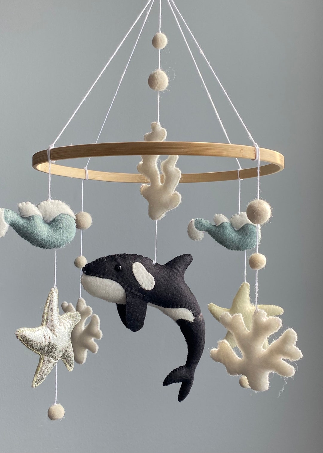 Whale mobile/ orca baby mobile/ ocean mobile/ Felt Baby mobile Girl ...