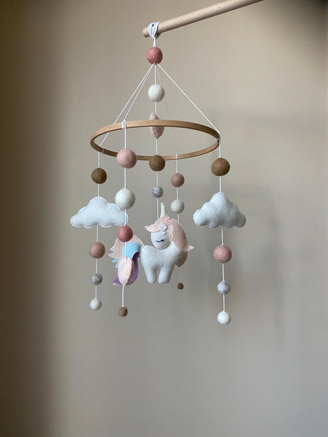 Unicorn Mobile Felt, Unicorn Baby Mobile for Neutral Nursery, Unicorn ...