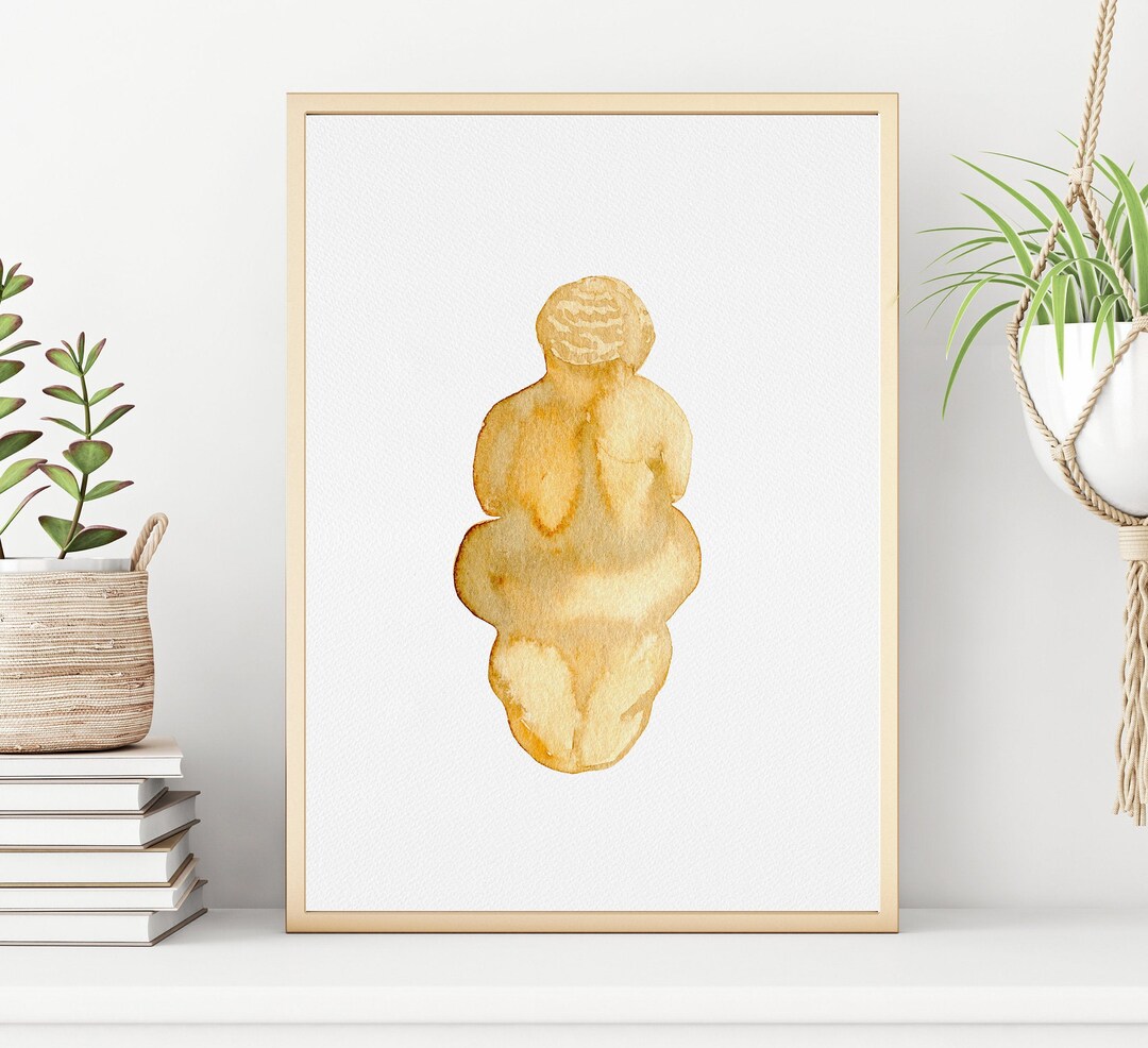 Venus Goddess Statue Watercolor Art Print, Venus De Willendorf ...