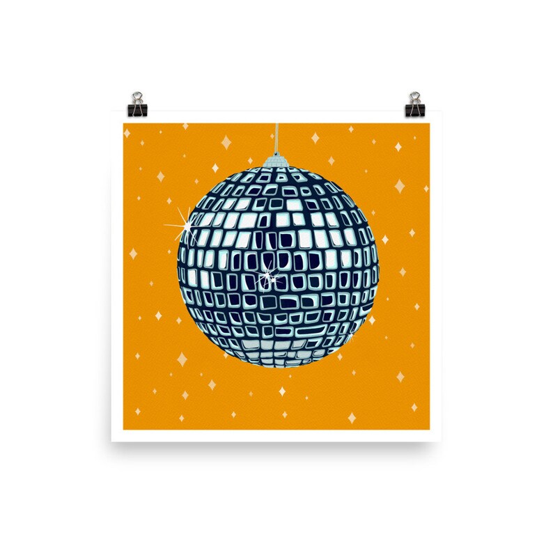 Retro Disco Ball 1970s Disco Queen 12x 12 Art - Etsy