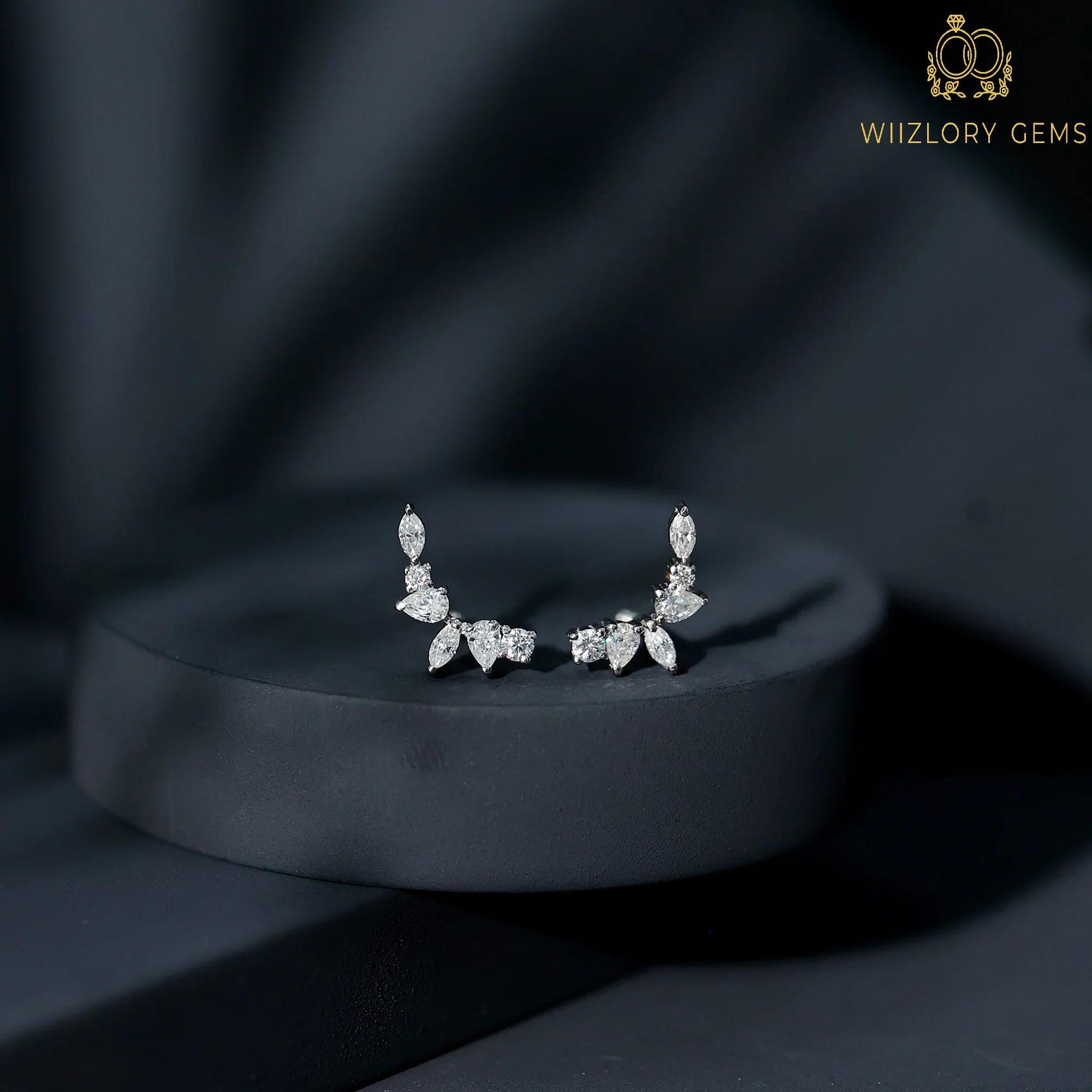 Buy Unique Lab Grown Diamond Ear Crawler Earring for Helix Piercing ...