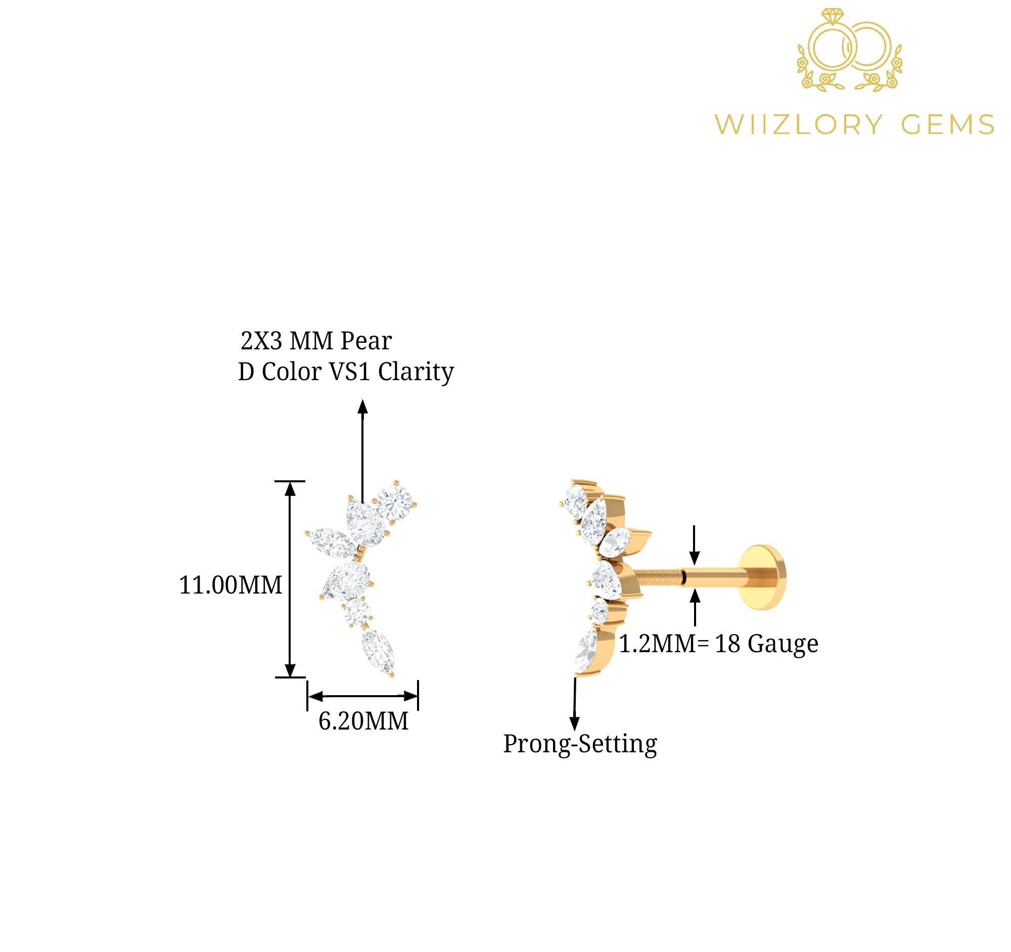 Buy Unique Lab Grown Diamond Ear Crawler Earring for Helix Piercing ...