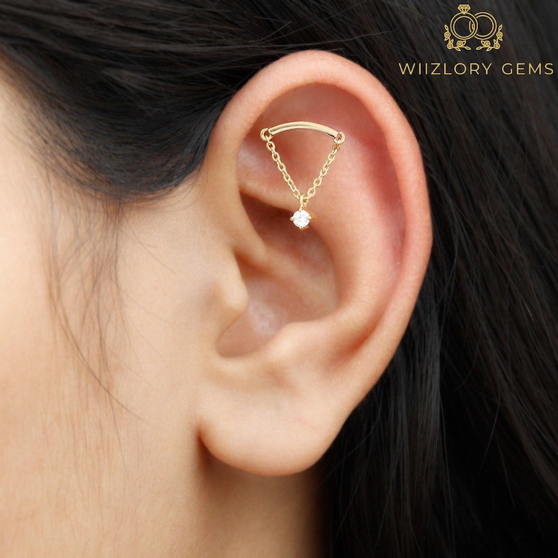 Buy Dangle Cartilage Earring Stud Hidden Helix Piercing Conch Piercing ...