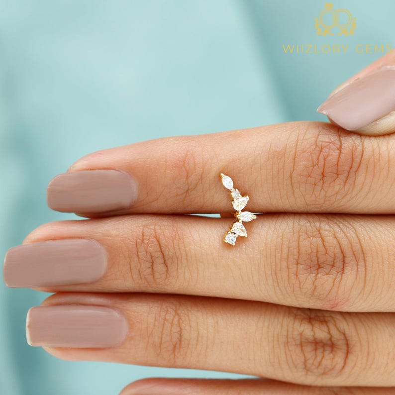 Buy Unique Lab Grown Diamond Ear Crawler Earring for Helix Piercing ...