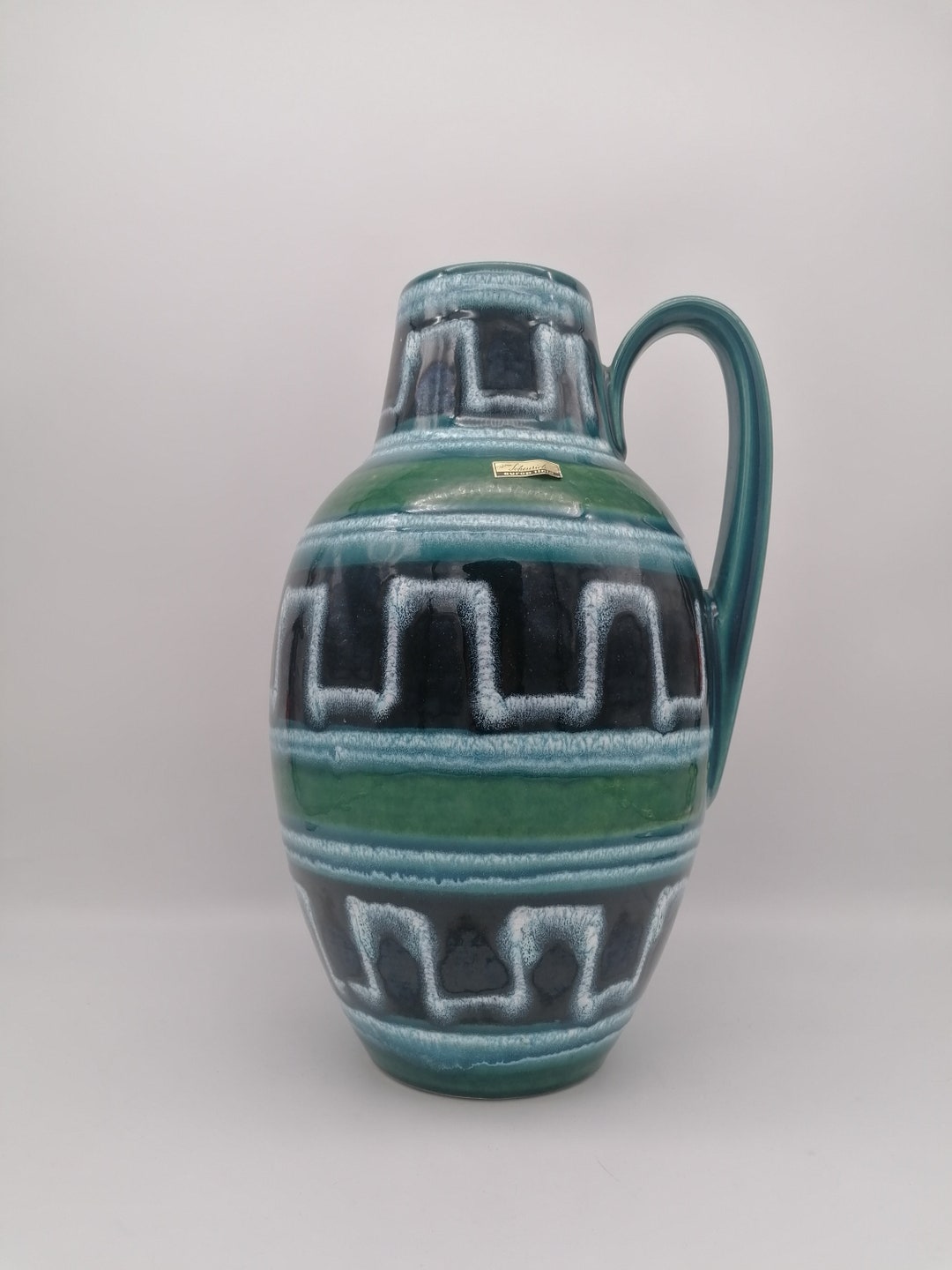 Design Vase Scheurich 279-38 Mid Century Ceramics Rare Turquoise Green ...