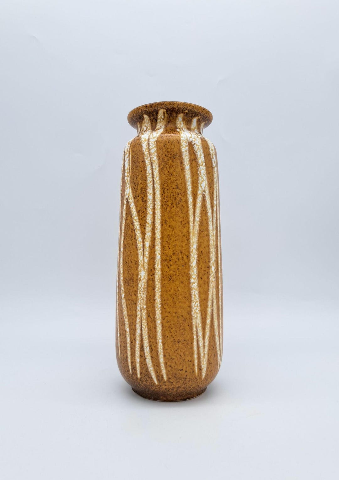 West German Vintage Scheurich Vase 206-27 Earthenware Brown White MCM ...