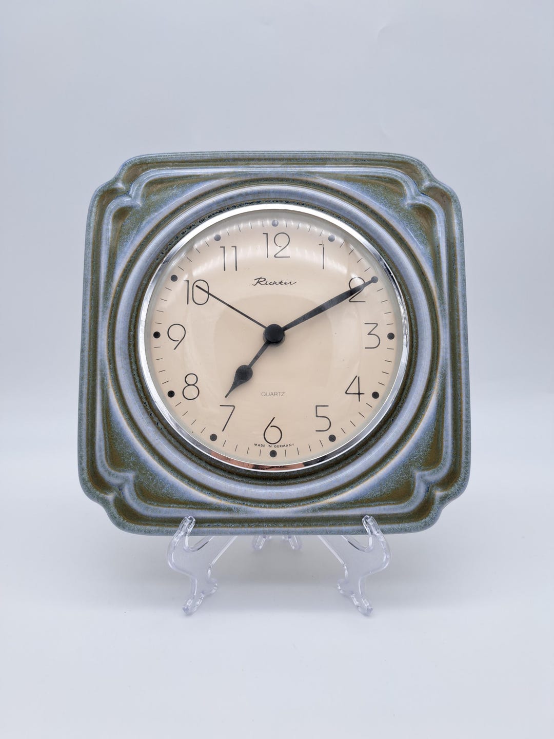 Beautiful Vintage German Ceramic Wall Clock Richter Turquoise Gray ...