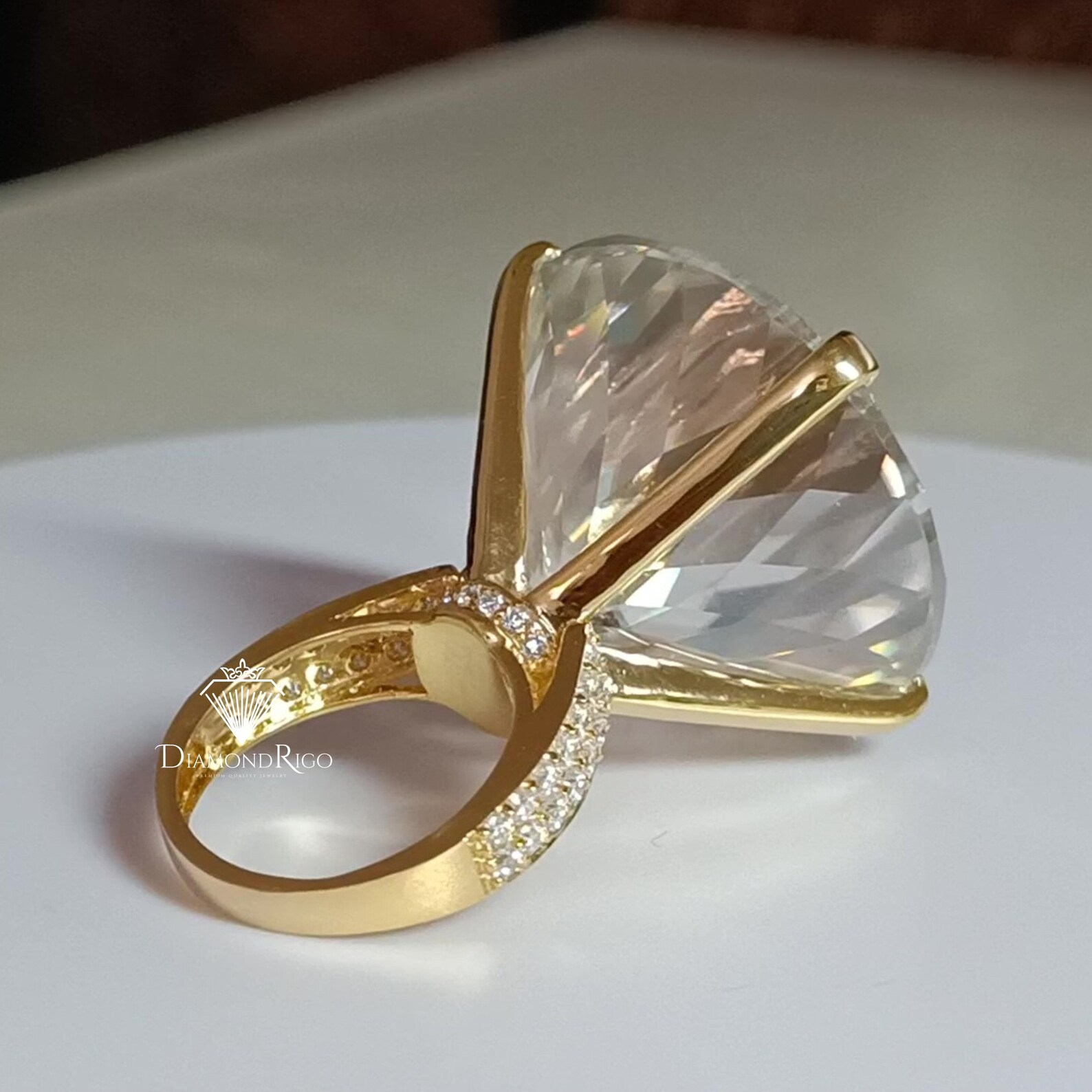 Portuguese Cut Engagement Ring Big Solitaire Moissanite | Etsy