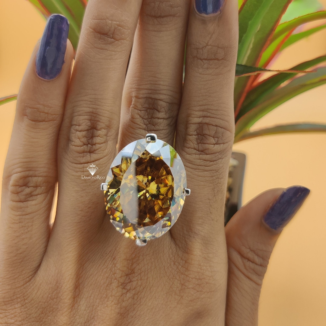 Portuguese Cut Engagement Ring Big Oval Solitaire Moissanite - Etsy