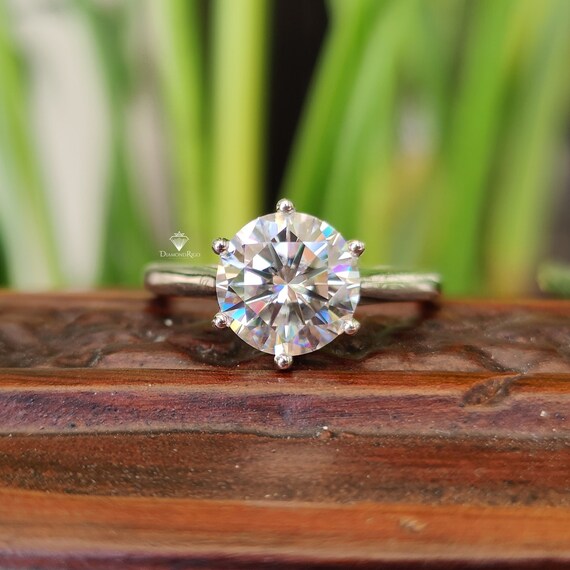 8.5mm Round Brilliant Cut Moissanite Ring 6 Prongs Dainty Solitaire Ring Woman Promise Ring Gifts for Her Birthday anniversary Sale Etsy