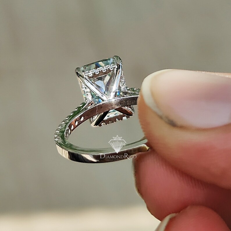 Light Blue Radiant Engagement Ring Moissanite Solitaire Ring - Etsy