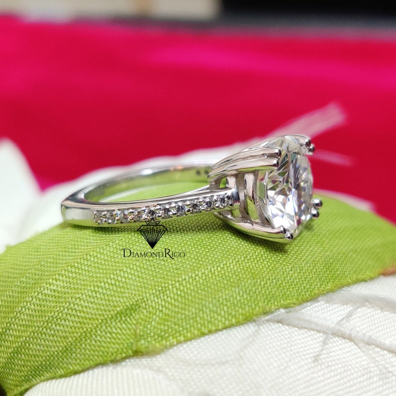 3TCW Moissanite Solitaire Engagement Ring Fancy Shank Woman | Etsy