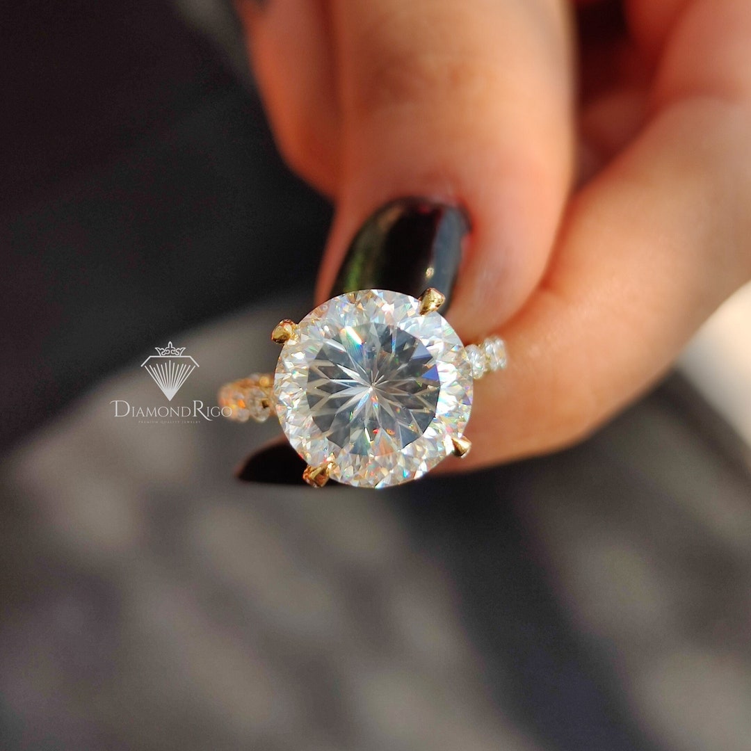 Portuguese Moissanite Engagement Ring, Solitaire Wedding Ring, Antique ...