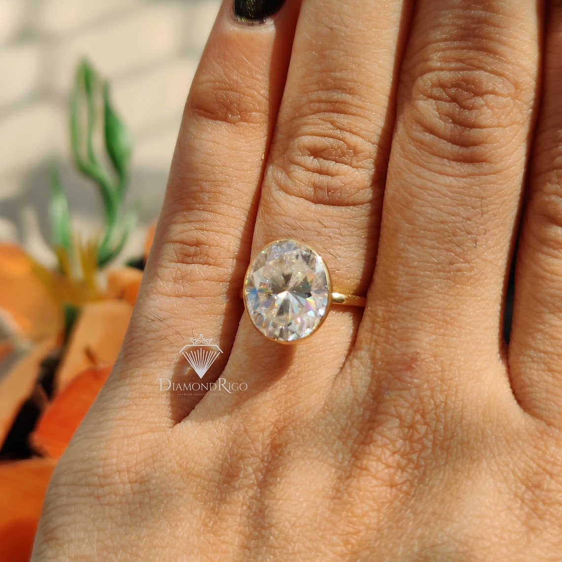 12x10mm Bezel Oval Engagement Ring Oval Moissanite Ring | Etsy