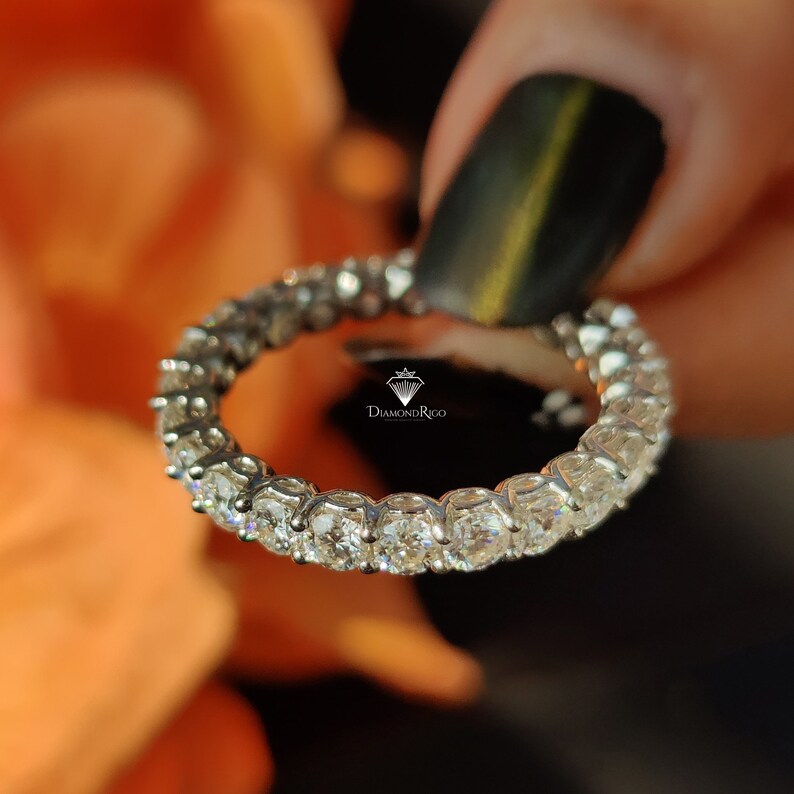 3mm Amazing Round Eternity Moissanite Band Shared Prong - Etsy