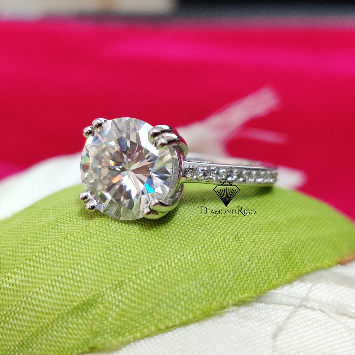 3TCW Moissanite Solitaire Engagement Ring Fancy Shank Woman | Etsy