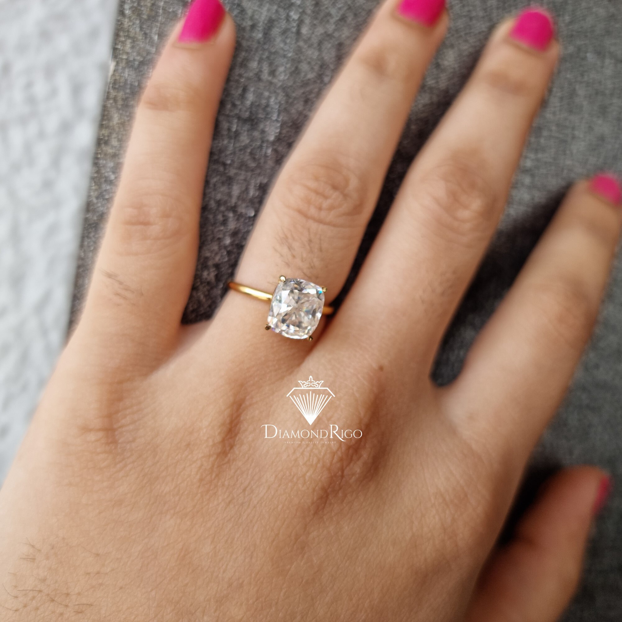 2.15CT Elongated Cushion Moissanite Engagement Ring Solitaire | Etsy