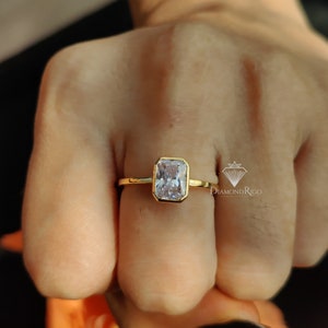 Bezel Set Radiant Cut Ring, 2.05CT Moissanite Engagement Ring, Bridal ...