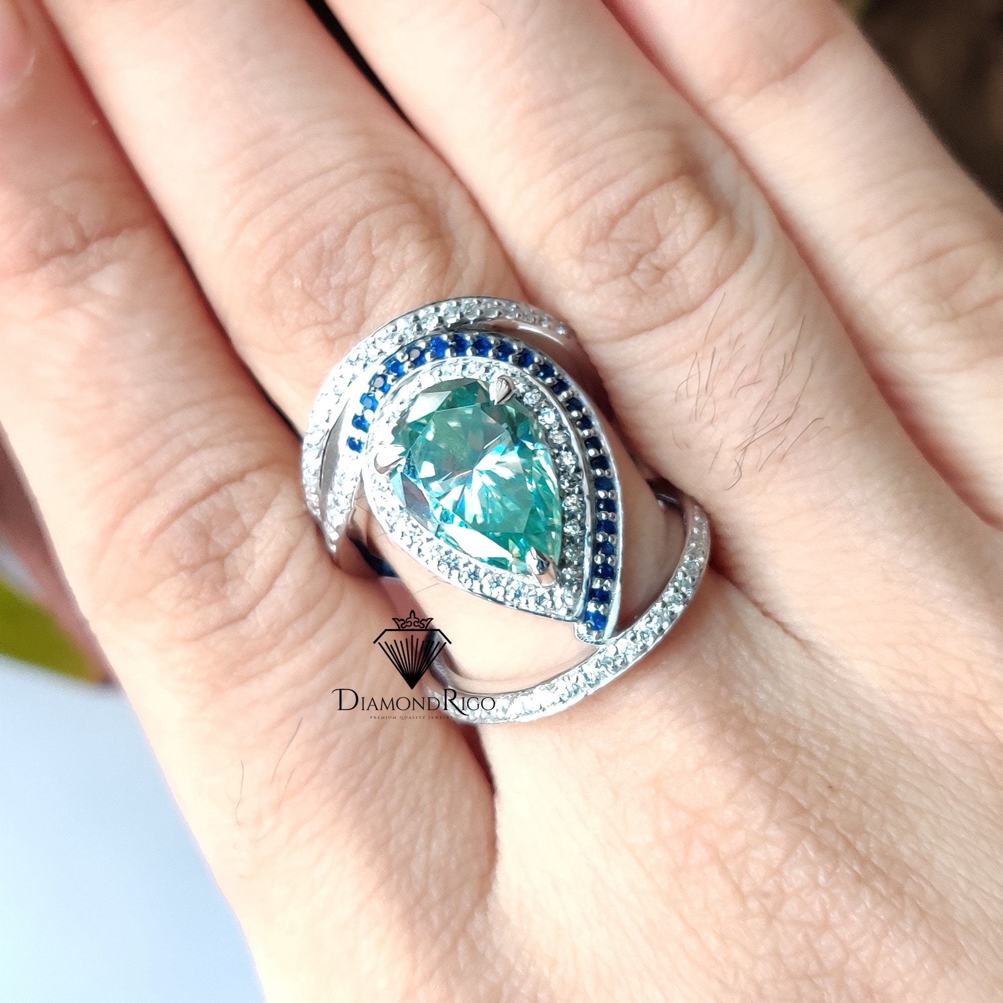 Egyptian Art deco Moissanite Engagement Ring Vintage Style | Etsy