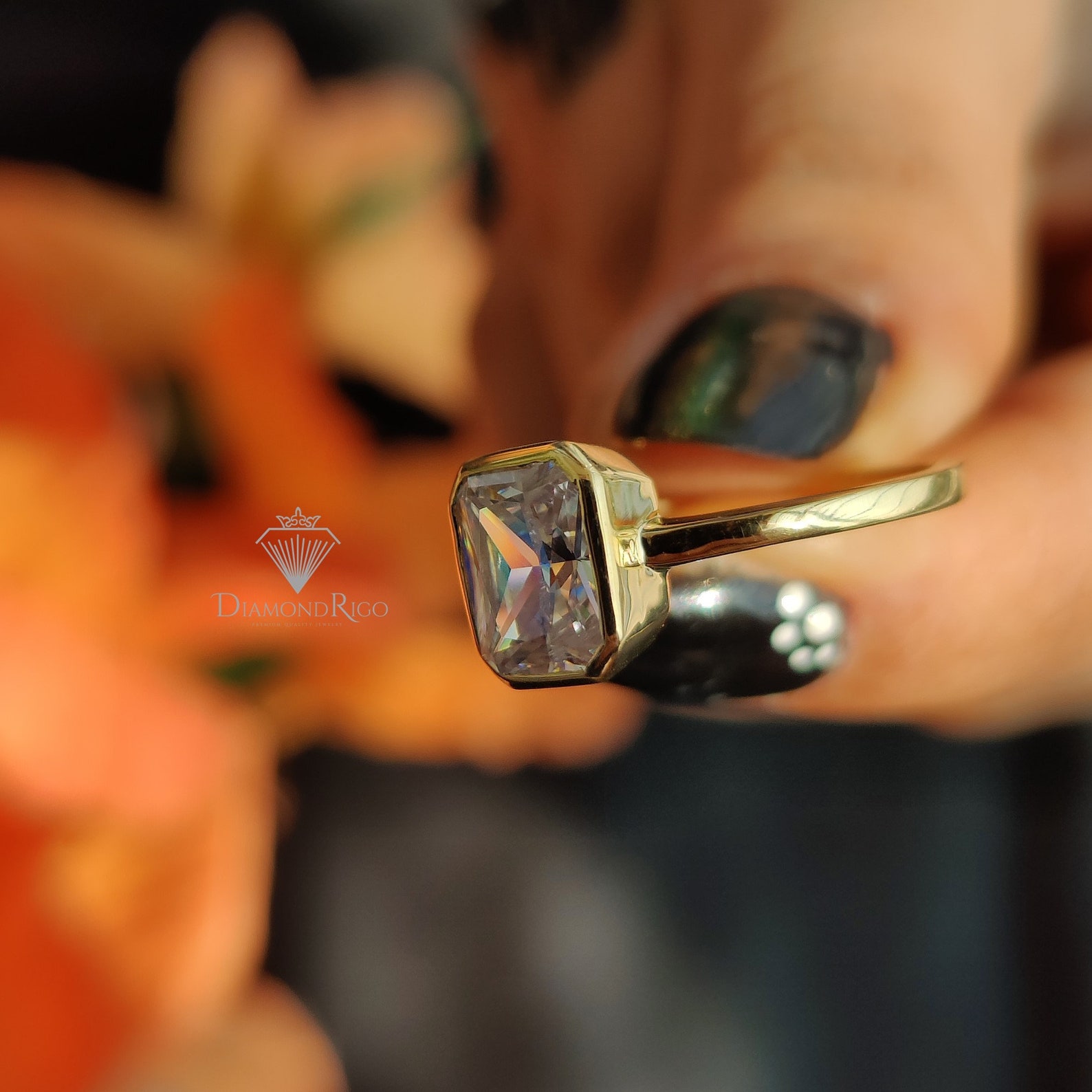 Bezel Set Radiant Cut Ring 2.05CT Moissanite Engagement Ring - Etsy