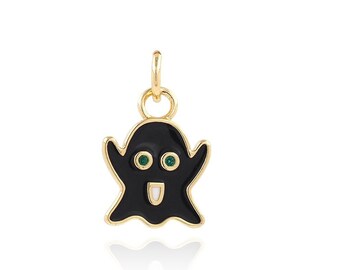 14X20MM 24K Shiny Gold Plated Ghost Charm, Pretty Ghost Charm, Enamel ...