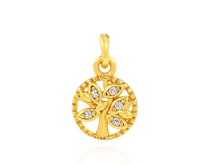 14K Gold Filled Tree of Life Charm, Gold Filled Round Circle Tree Charm ...