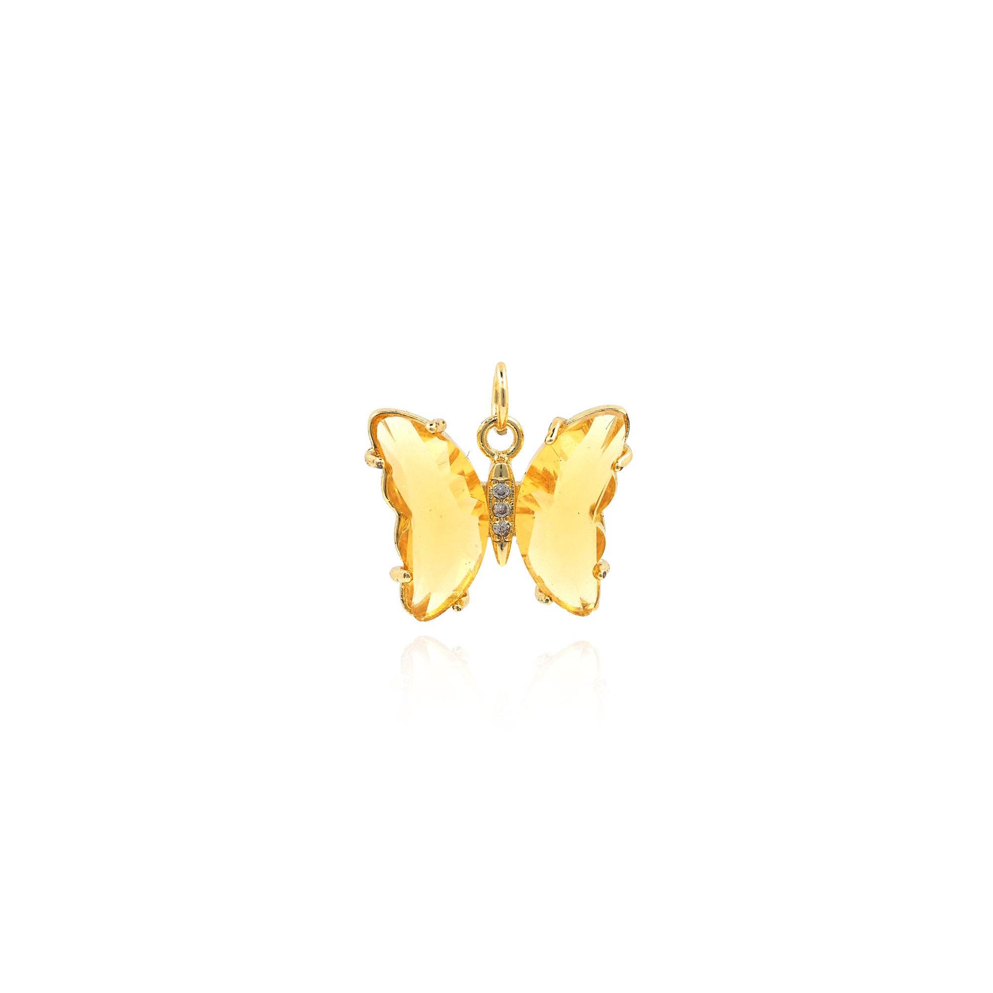 18K Gold Filling Glass Butterfly Charm Fashion Romantic - Etsy