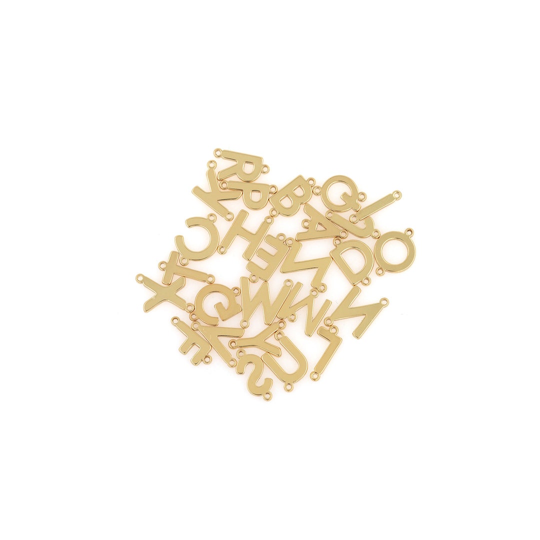 10pcs，18k Gold Filled Letter Connectors, Letter Charms, DIY Jewelry ...