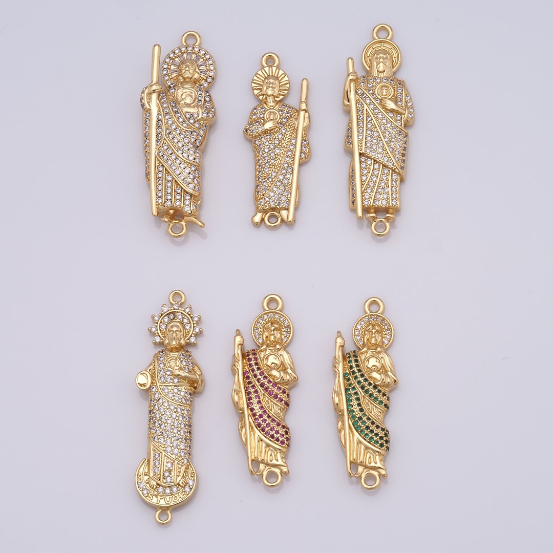 18K Gold Filled Monk Connector, Micro Pavé CZ Buddhist Connector for ...