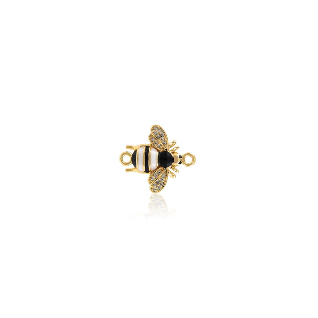 Bee Connector, 18K Gold Filled Insect Connector, Micropavé CZ Flying ...
