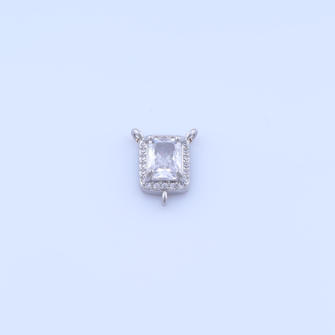 Silver Filled Square Pendant,micro Pavé CZ Square Charms,square Charms ...