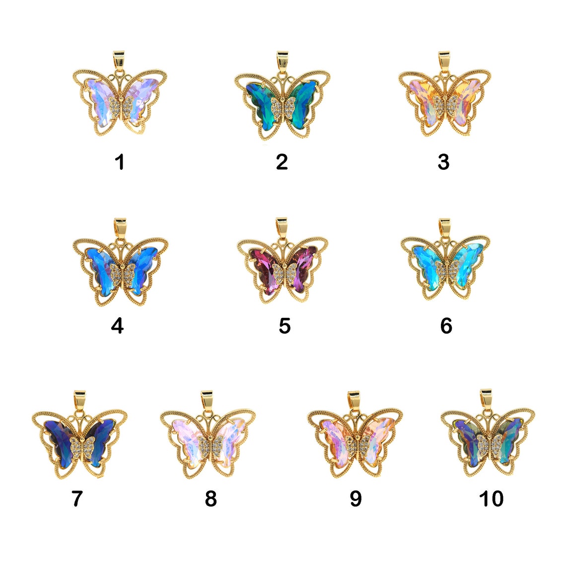 Crystal Glass Butterfly Pendant Jewelry Ladies Butterfly - Etsy