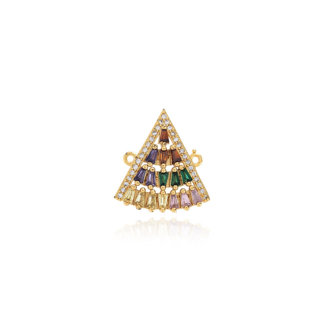 Triangle Connectors, 18K Gold Filled Triangle Jewelry, Micropavé CZ ...