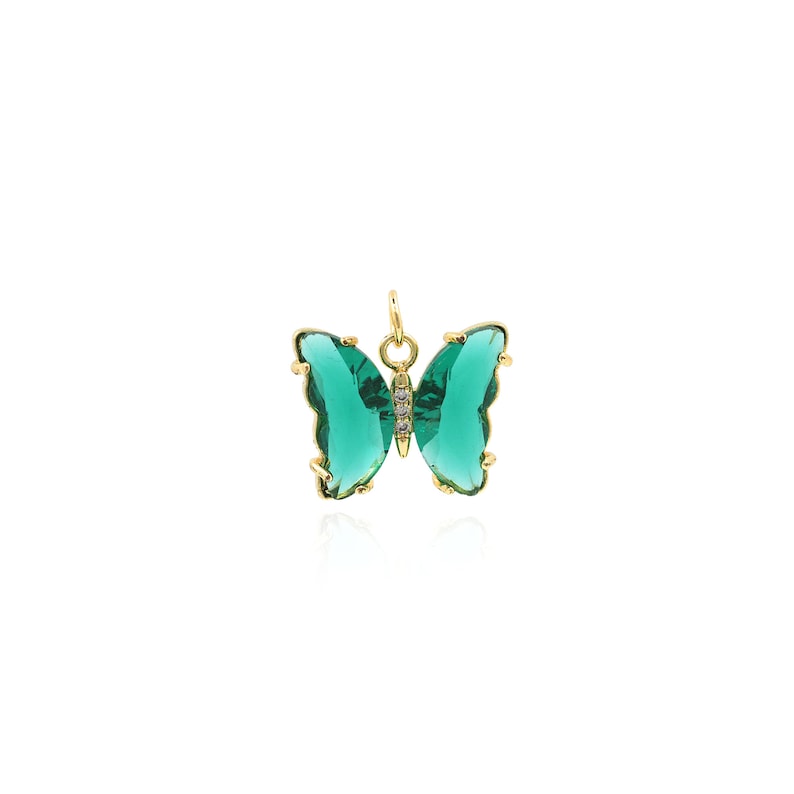 18K Gold Filling Glass Butterfly Charm Fashion Romantic - Etsy