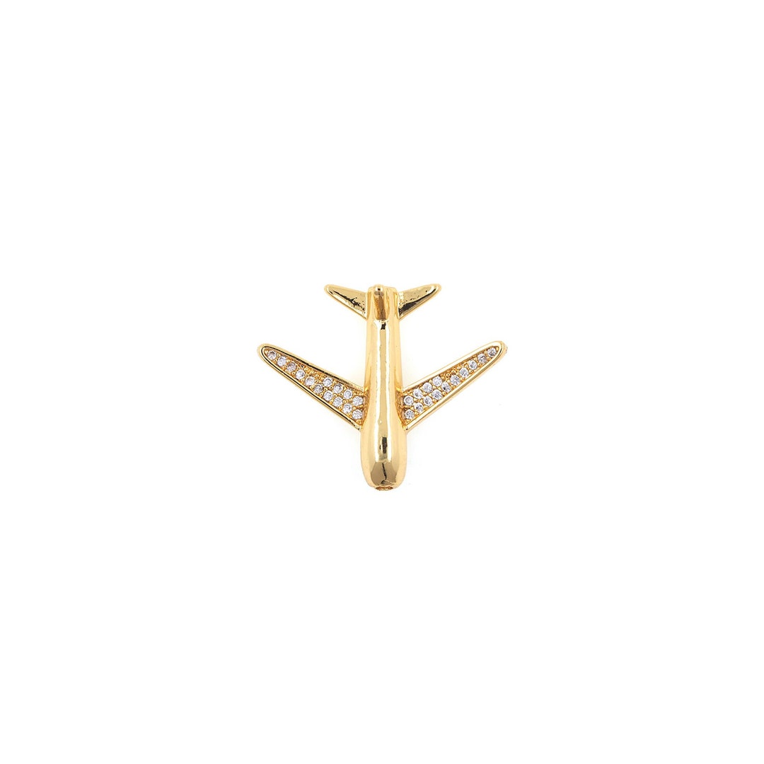 18K Gold Filled Aircraft Spacer Beads, Micropavé CZ Flight Spacer Beads ...