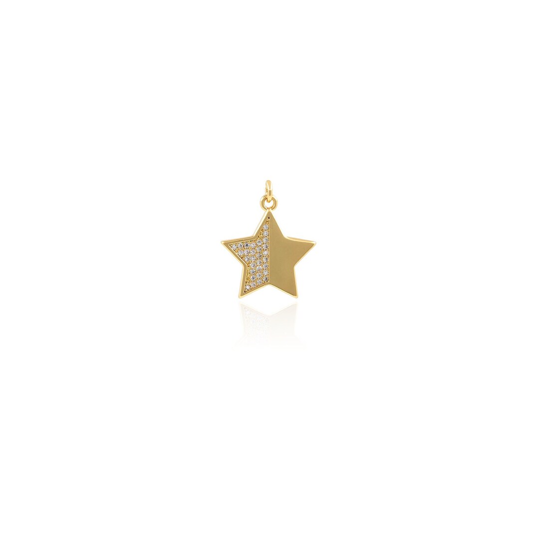 18K Gold Filled Star Pendant, Simple Star Necklace, Micropavé CZ Venus ...