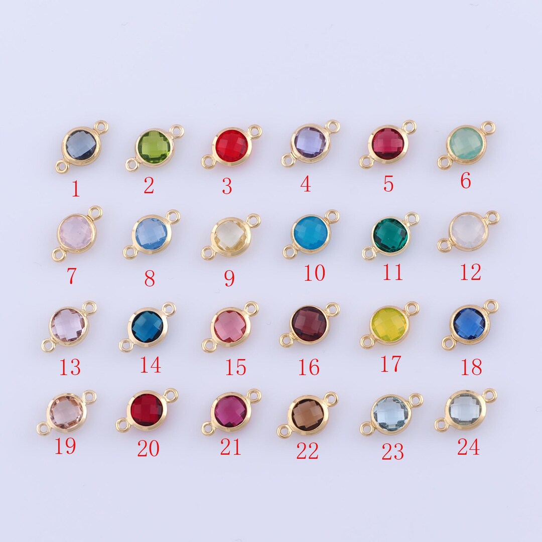 18K Gold Filled Round Connectors, CZ Single Stone Connectors, DIY ...