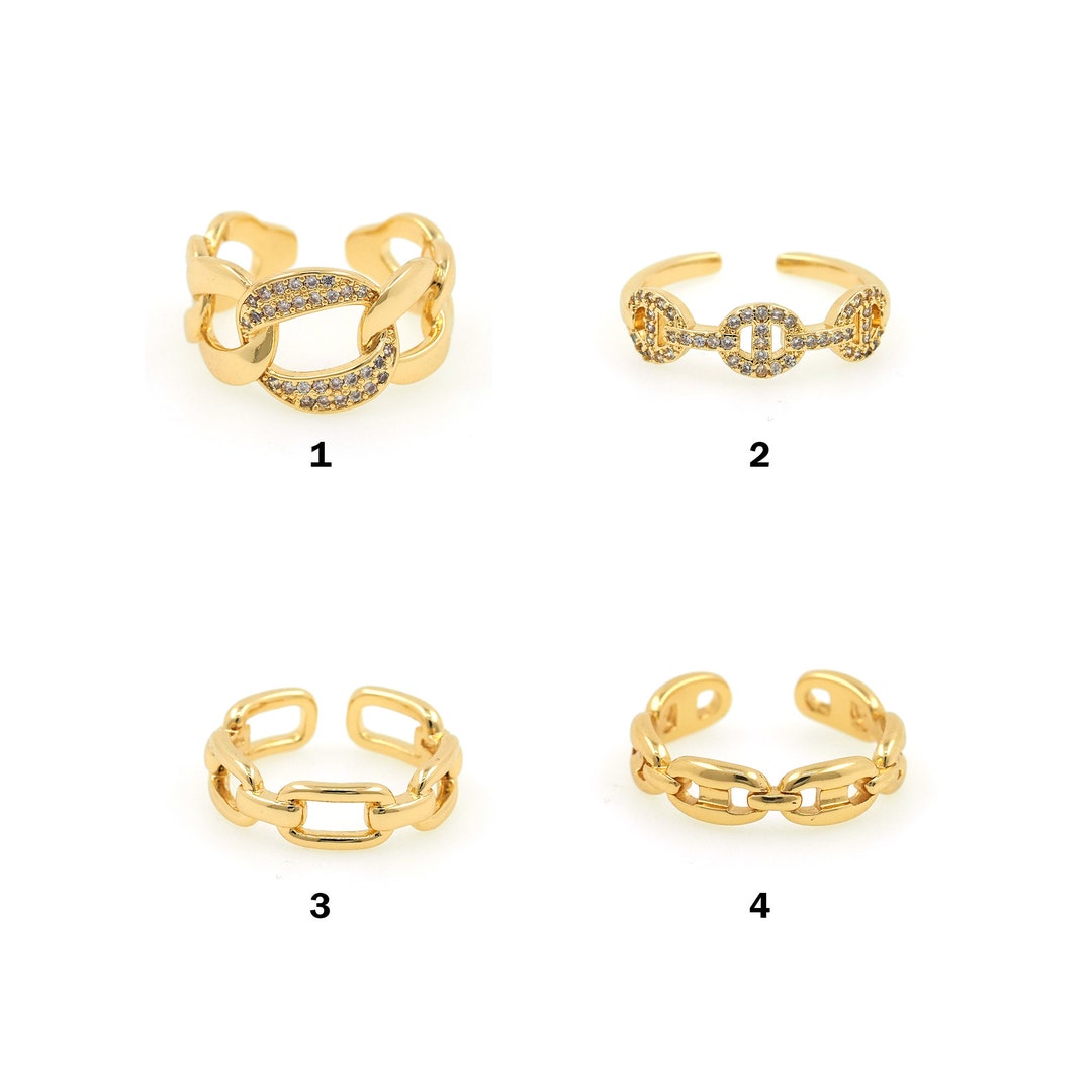 Open Link Rings, Stackable Gold Rings, Gold Link Rings, 18K Gold Plated ...