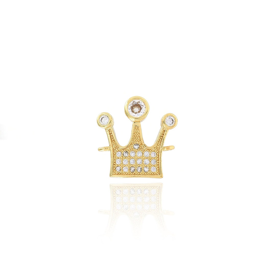 Micropavé CZ Crown Connector, Crown Connector Charm, 18K Gold Filled ...
