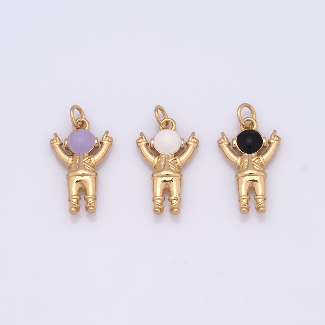 18K Gold Filled Character Pendant, Zirconia Character Charm, DIY ...