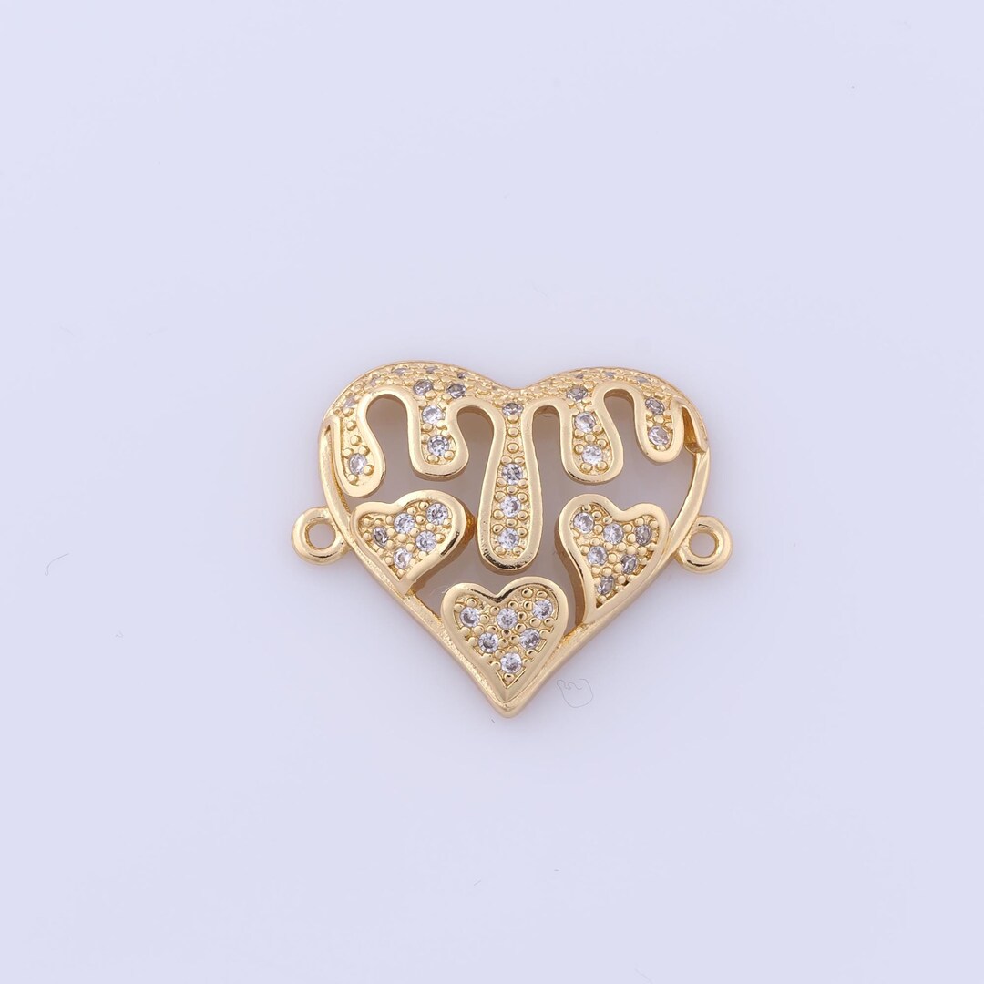 18K Gold Filled Heart Connectors, Micro Pavé CZ Love Connectors, DIY ...
