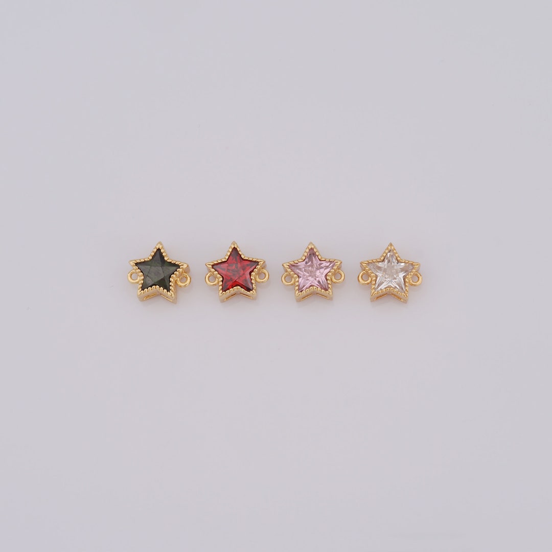 18K Gold Filled Star Connector, Zirconia Pentagram Connector, DIY ...