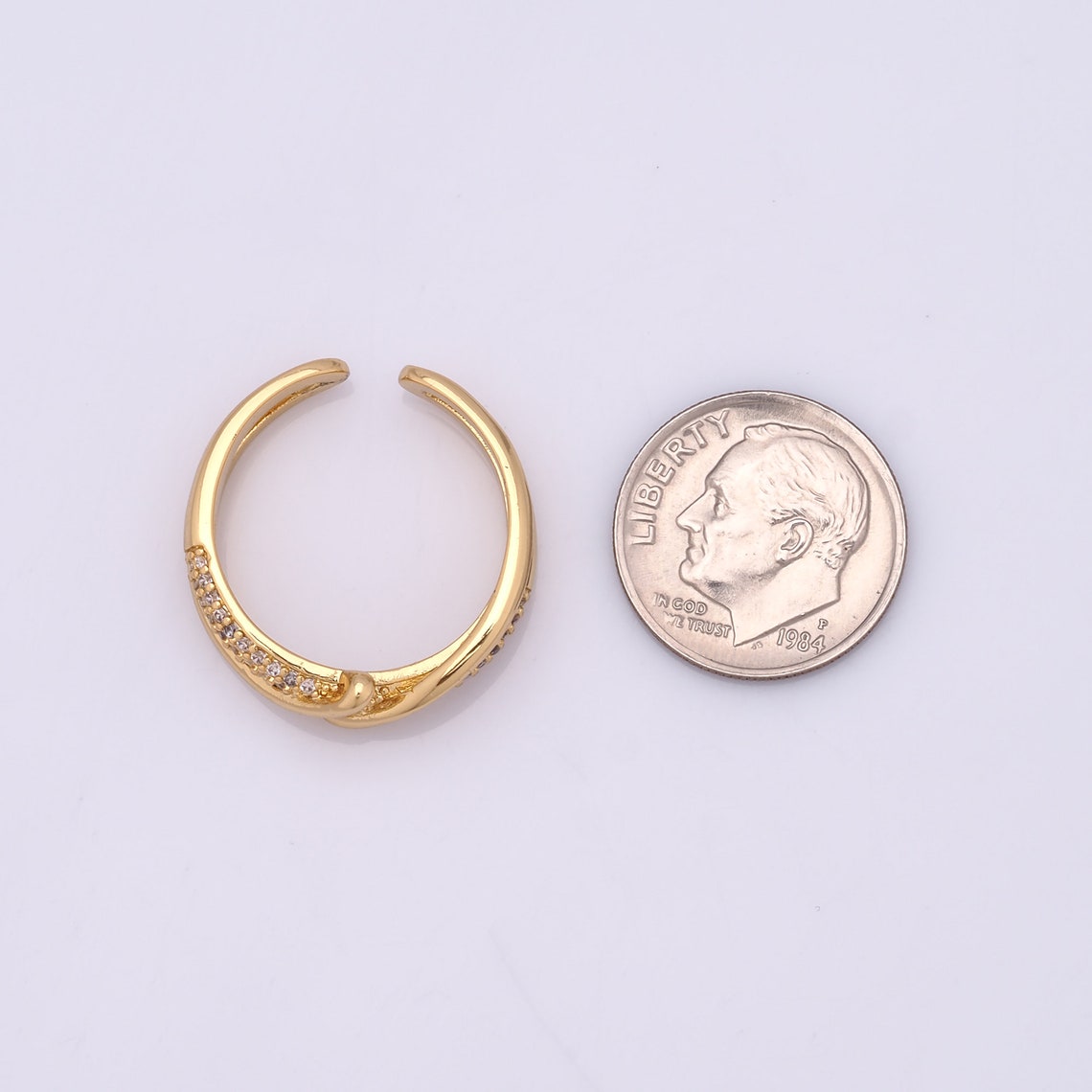 18K Gold Filled Open End Ring, Micro Pave CZ Fashion Ring, Women's Ring ...