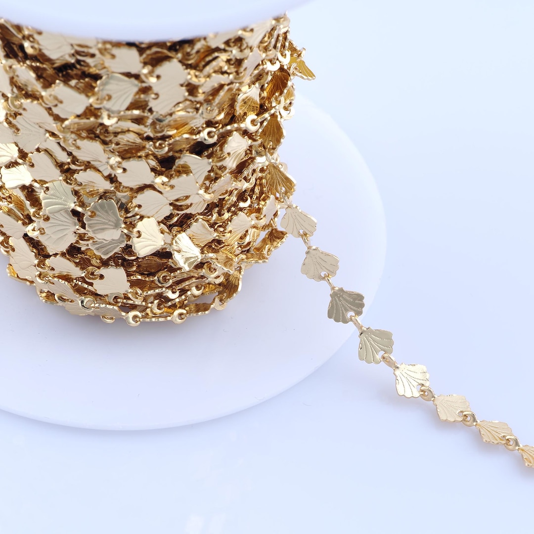 18K Gold Filled Shell Chain, Shell Chain, DIY Jewelry Making，9x6x0.5mm ...