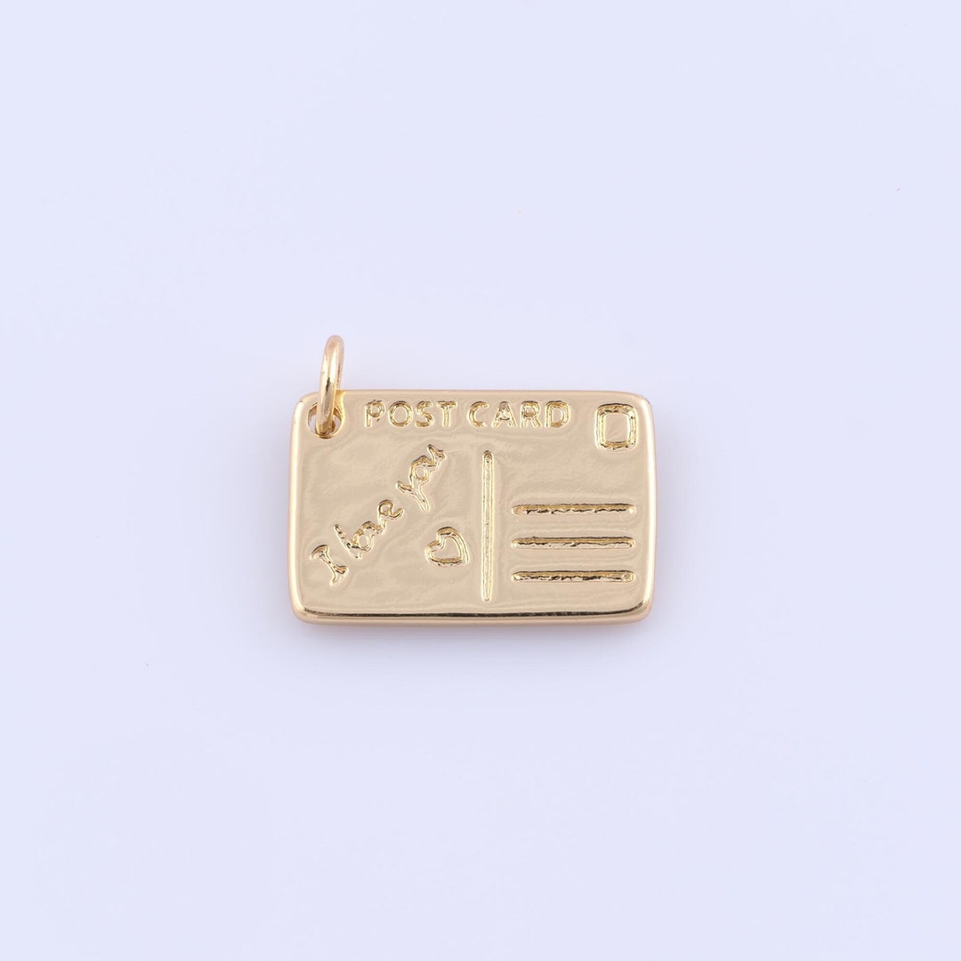 18K Gold Filled Square Pendant, Postcard Charms, DIY Jewelry Making,23 ...