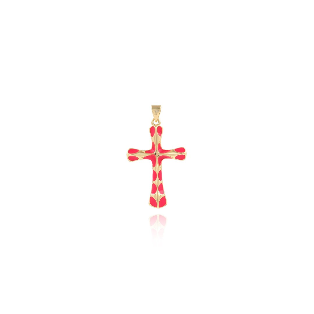 Micropave CZ Large Cross Pendant Enamel Cross Pendant 18K Gold Filled ...