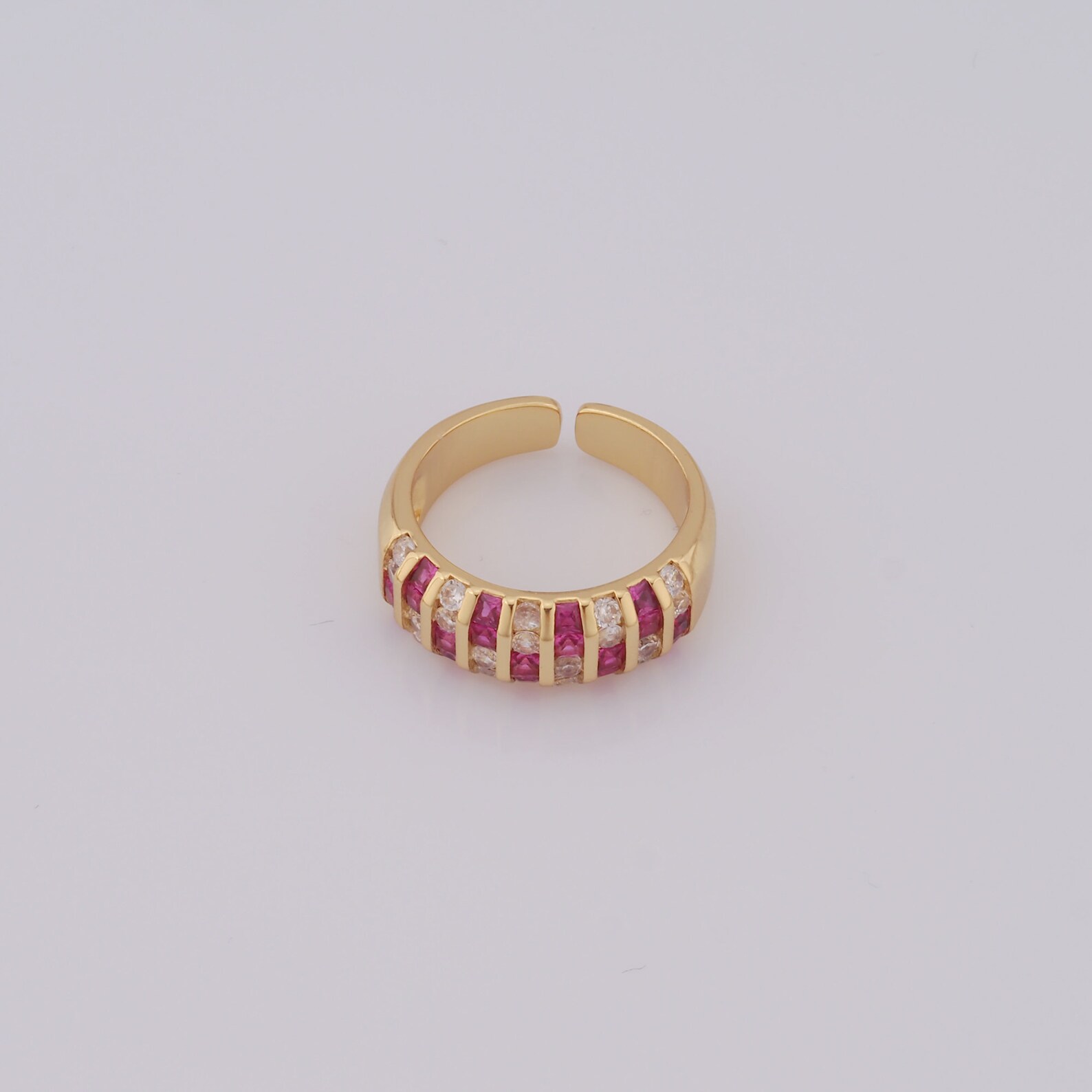 18K Gold Filled Open End Ring, Micro Pave CZ Fashion Ring, Gift for Her ...
